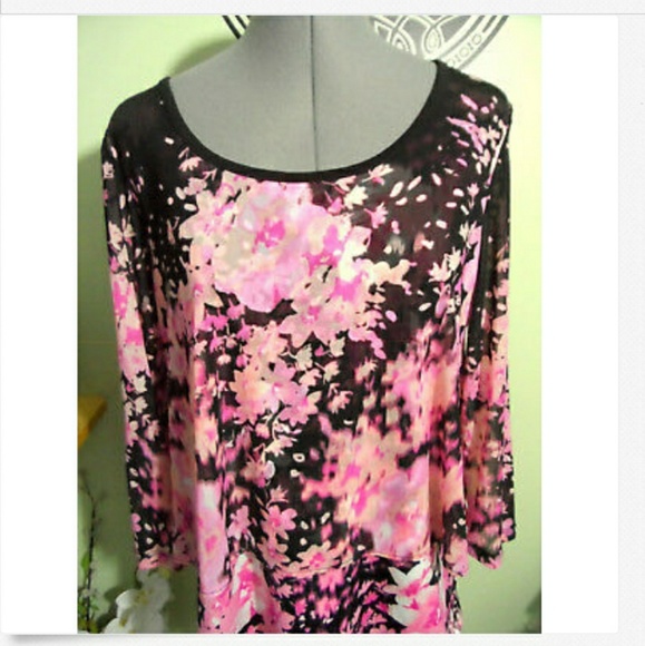 ECI | Tops | Eci New York Netting Covered Blouse M Pink Black | Poshmark